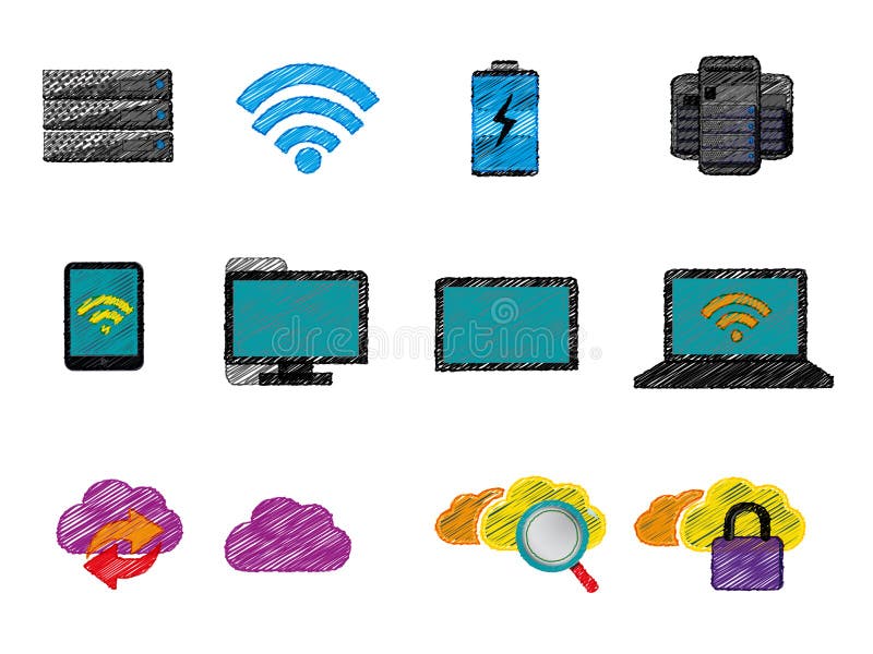 Computing icons stock illustration. Illustration of research - 43298455