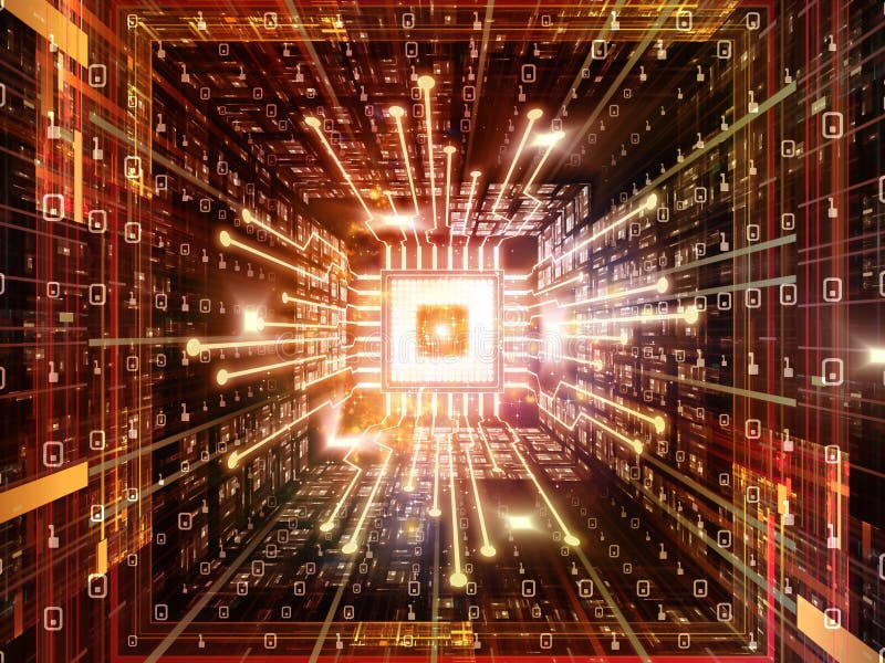 Virtual Digital Processing stock illustration. Illustration of process ...