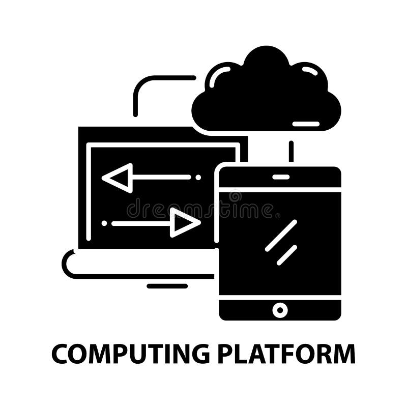 Computing Platform Icon, Black Vector Sign with Editable Strokes ...