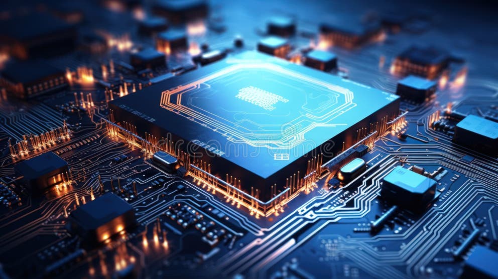 Computing Processor CPU Microchip and Electronic Circuit BoardComputer Digital Background Stock ...