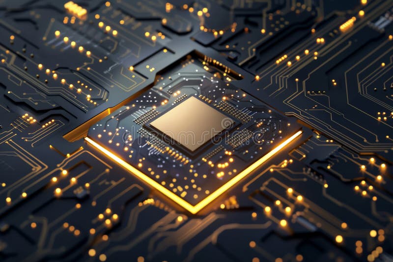 Computing Processor Cpu Microchip And Electronic Circuit Board Computer Digital Background