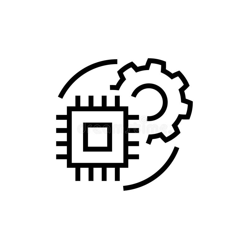 Processor and Gear Icon Isolated on White Background. CPU, Chip Service ...