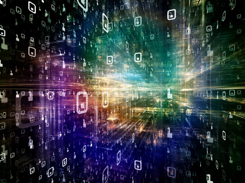 Computing Virtual World stock illustration. Illustration of grid ...