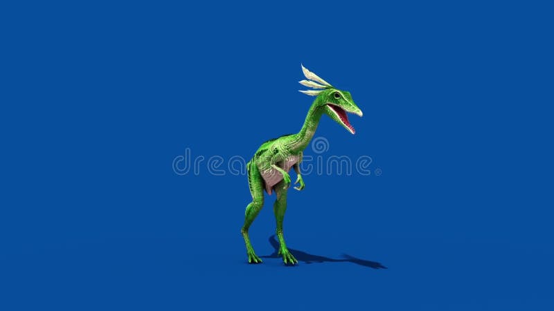 Compy Jurassic Dinosaur Die Blue Screen Front 3D Rendering Animation ...