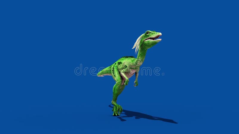 Compy Jurassic Dinosaur Attacks Blue Screen Front 3D Rendering ...