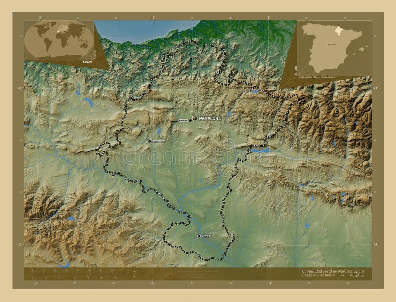 Comunidad Foral De Navarra, Spain. Physical. Labelled Points of Stock ...