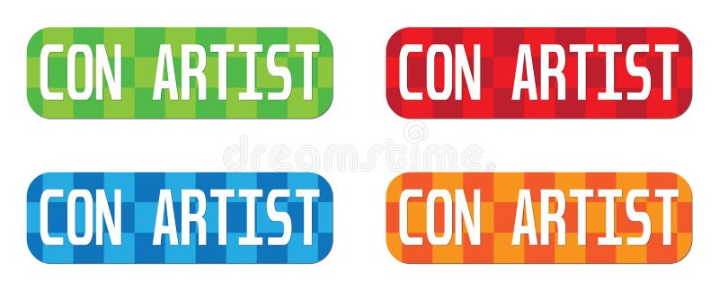 CON ARTIST Text, on Rectangle, Zig Zag Pattern Stamp Sign. Stock ...