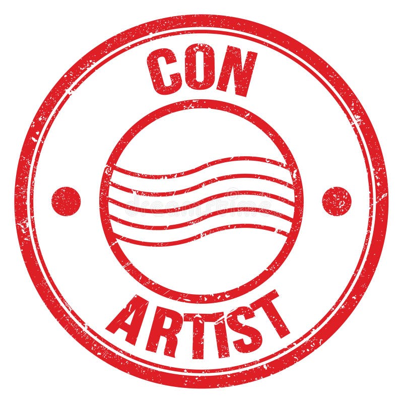 CON ARTIST Text on Red Round Postal Stamp Sign Stock Illustration ...