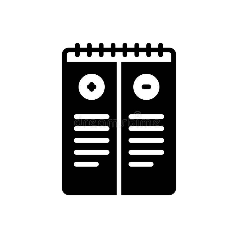 Black Solid Icon for Con, Pros Cons and Plus Stock Vector ...