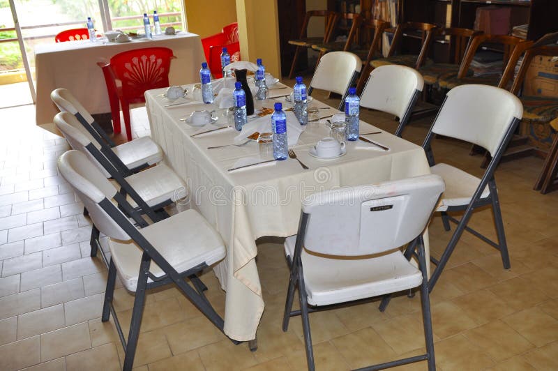 Conakry, Guinea - May 07, 2015: Table at a Restaurant in Guinea Conakry ...