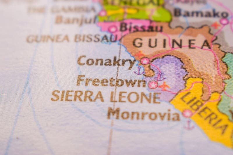 Conakry on the World Map Colorful Geo Political Map Stock Image - Image ...