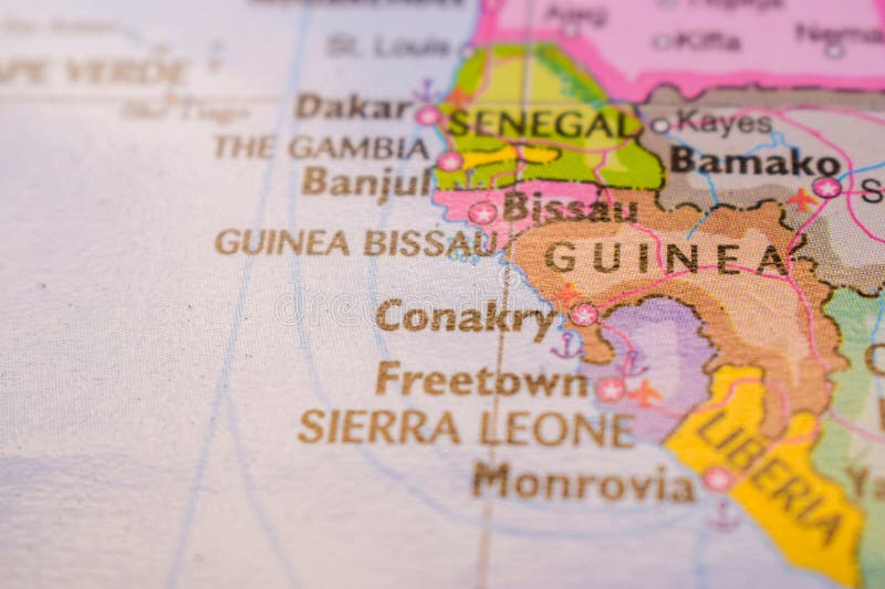 Conakry on the World Map-Geo Political Map Stock Photo - Image of macro ...