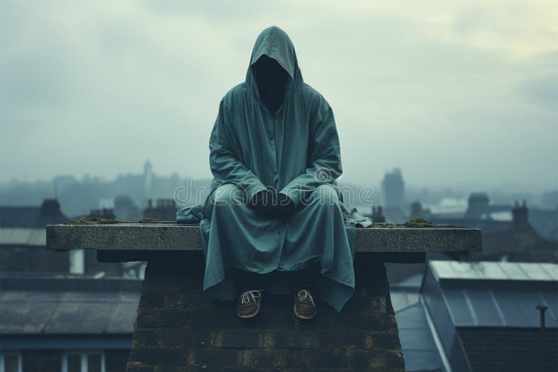 Concealed Man on Rooftop in Hood, Featureless, Accompanied by Available ...