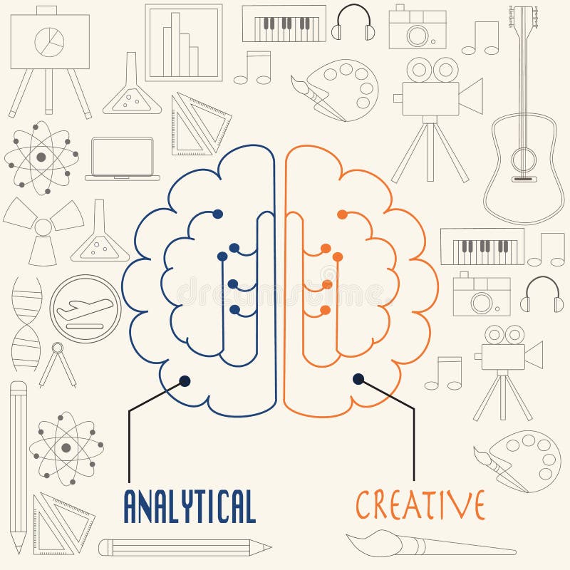 Conceito Do Cérebro Do Lado Esquerdo E Do Lado Direito Ilustração do ...