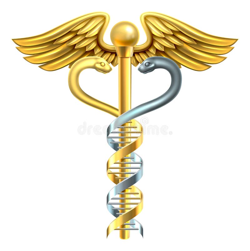 Símbolo Médico Dourado Do Caduceus Como Escalas Rendição 3d Ilustração ...