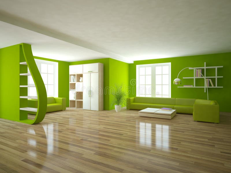 Conceito Interior Verde Para a Sala De Visitas Ilustração Stock ...