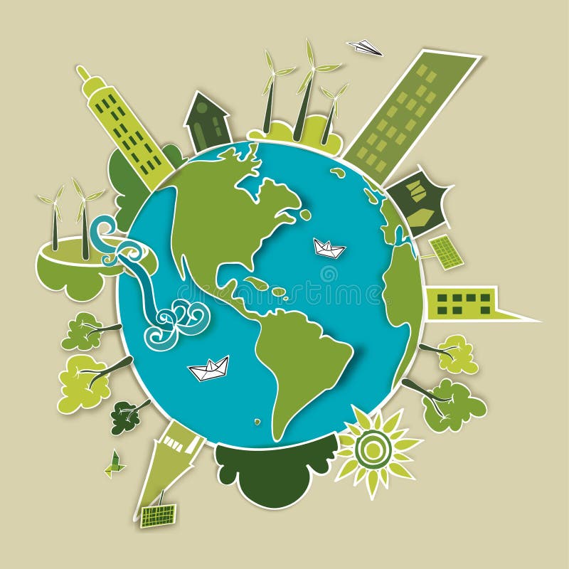 Conceito verde do mundo ilustração do vetor. Ilustração de ambiente ...