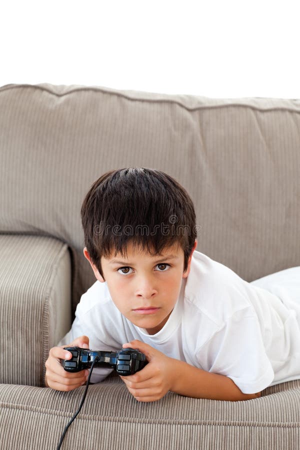 Concentrated Boy Playing Video Games Stock Photo - Image of game ...