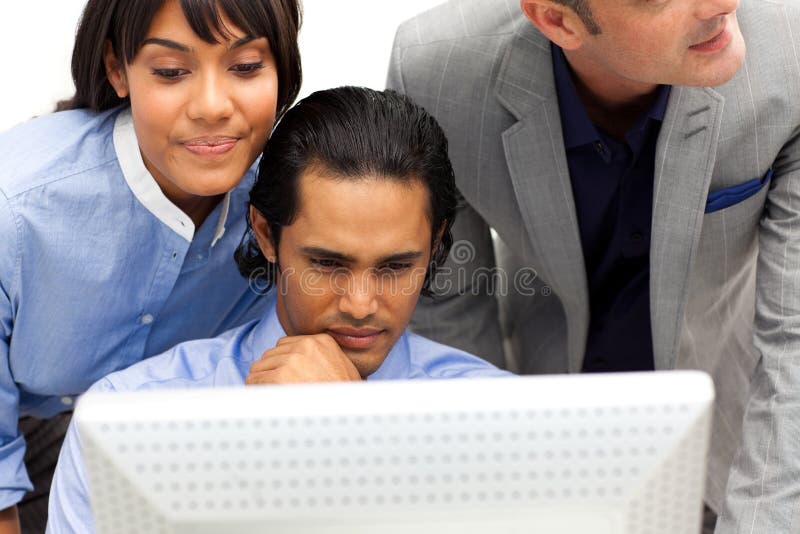 Concentrated Business Partners Working Together Stock Photo - Image of ...