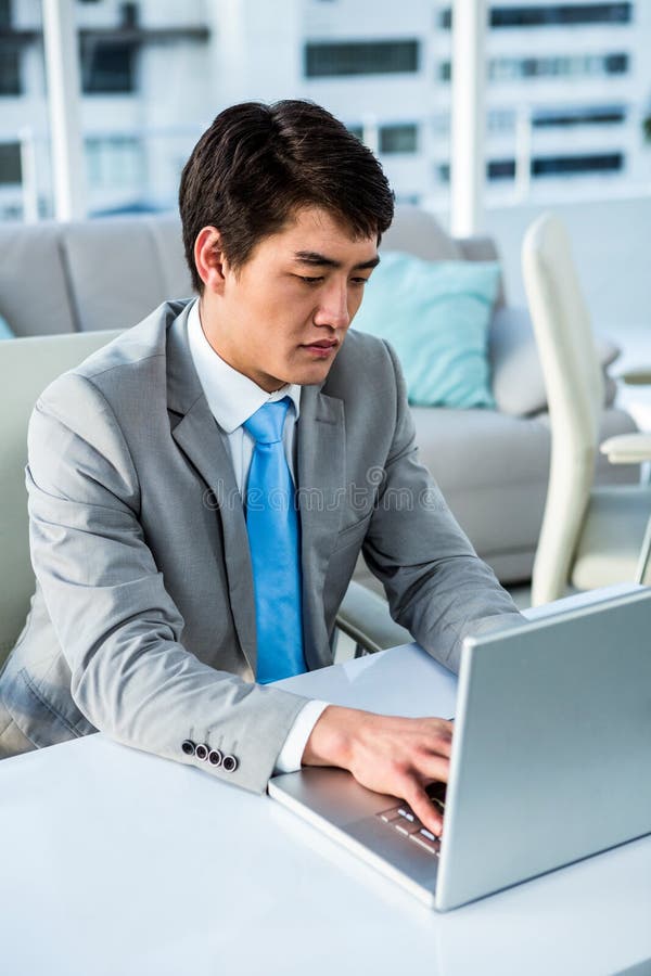 Concentrated Businessman Typing on Computer Stock Image - Image of ...
