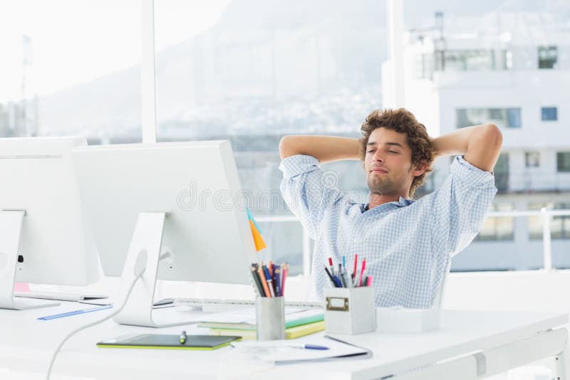 Concentrated Casual Business Man Using Computer Stock Photo - Image of ...