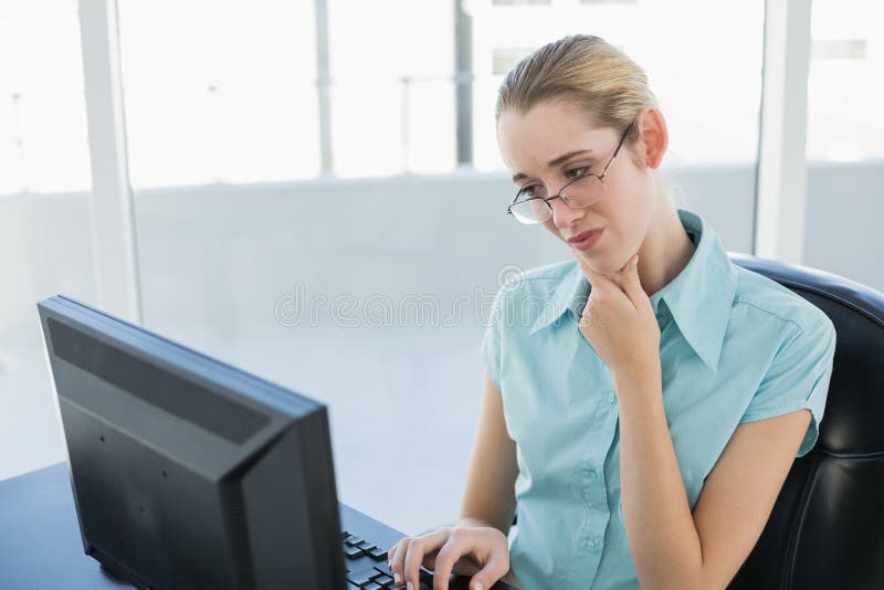 Concentrated Chic Businesswoman Using Her Computer Stock Image - Image ...
