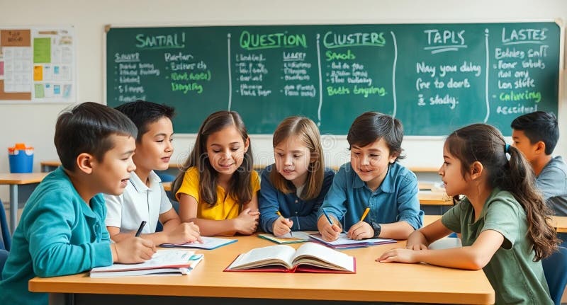 Concentrated Elementary Students Engaged in Collaborative Learning ...