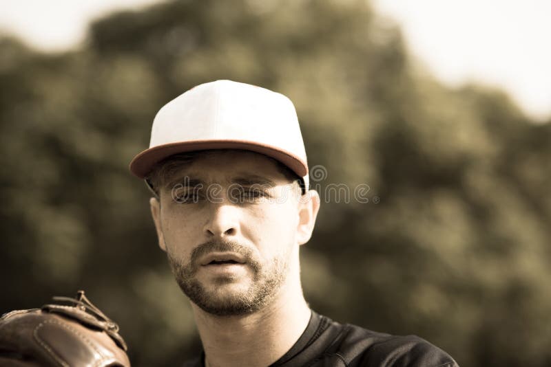 Close Up Portrait of a Pretty Baseball Pitcher Stock Photo - Image of ...