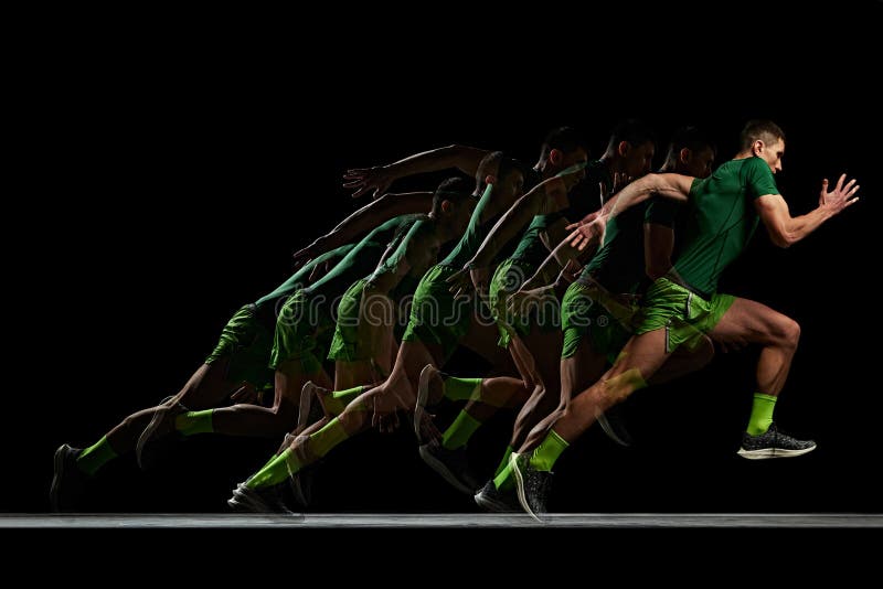 Concentrated and Focused Man, Athlete in Motion, Running, Training ...