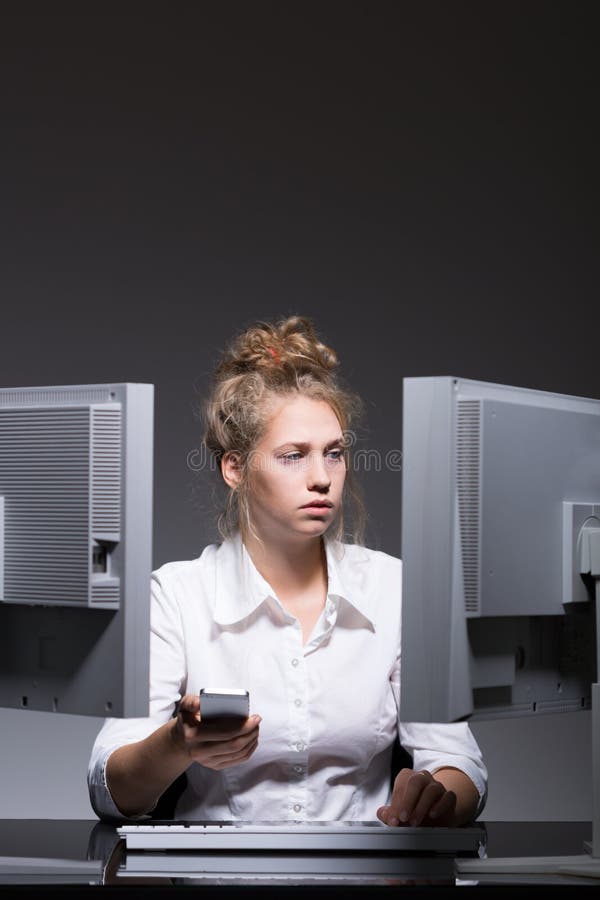 Concentrated Hard-working Woman Stock Photo - Image of harassment ...