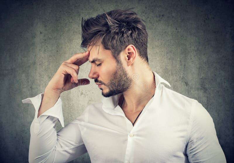Concentrated Man Deep in Thoughts Stock Photo - Image of corporate ...