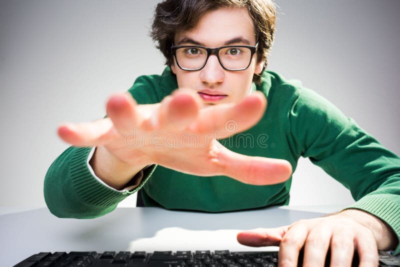 Concentrated Man Grabbing Something Stock Image - Image of grabbing ...