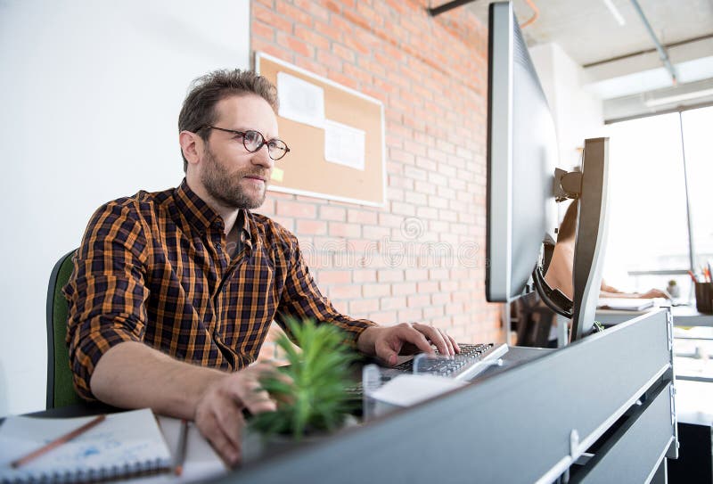 Concentrated Office Worker Doing His Job Stock Photo - Image of modern ...