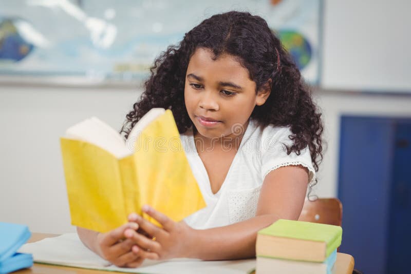 Concentrated Pupil Reading Book in a Classroom Stock Image - Image of ...