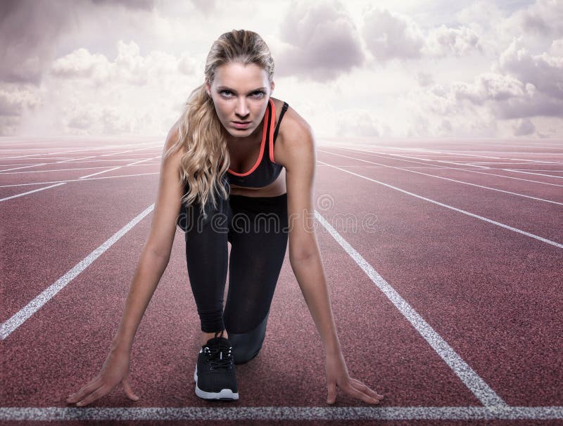 Concentrated Runner in Starting Position Stock Image - Image of ...