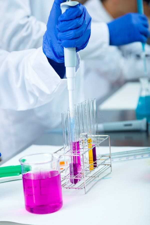 Concentrated Scientist Making Experiment in Laboratory. Stock Image ...