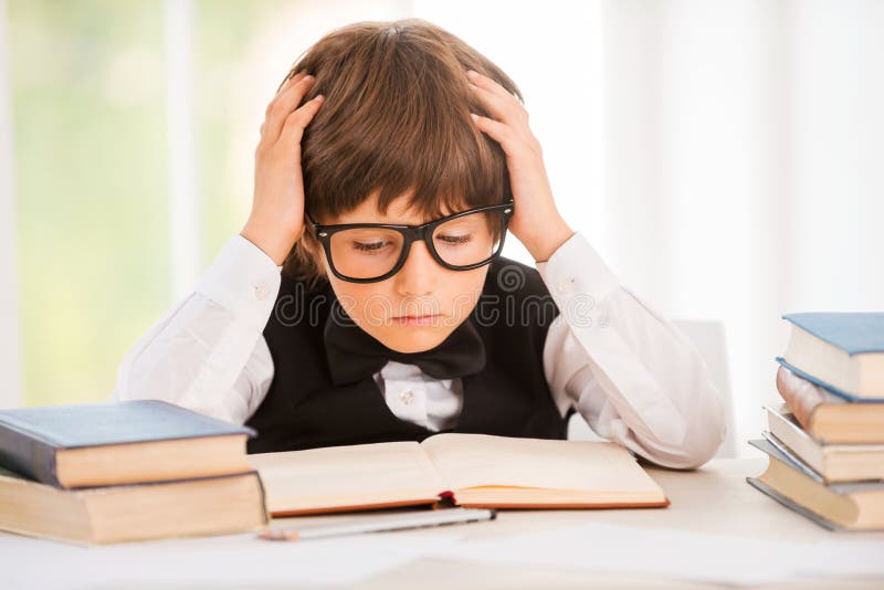 Concentrated on studying. stock photo. Image of hair - 44851678
