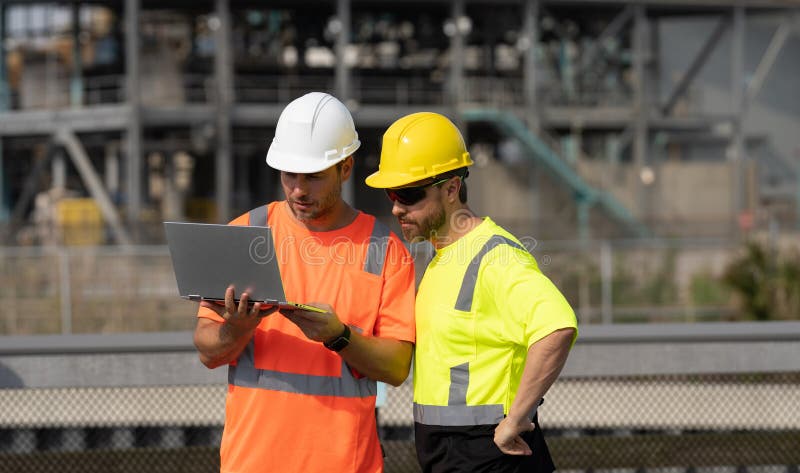 Concentrated Supervisor Men Have Construction Project on Laptop. Photo ...