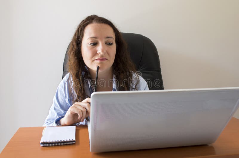 Concentrated Woman Thinking Stock Image - Image of executive, good ...