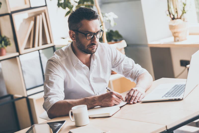Concentrated at work. stock photo. Image of laptop, concentration ...