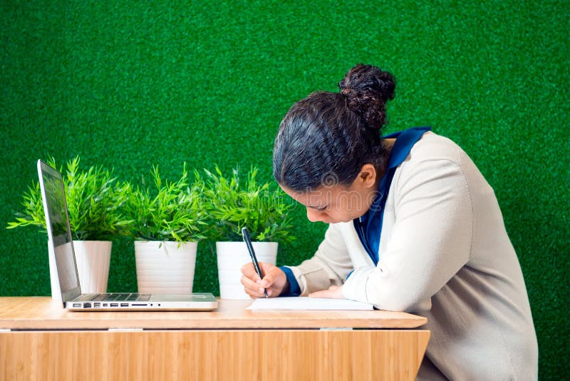 Concentrated work stock image. Image of jotting, pots - 55860099