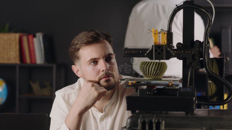 A Concentrated Young Guy Mechanical Engineer with Interest Observes the ...