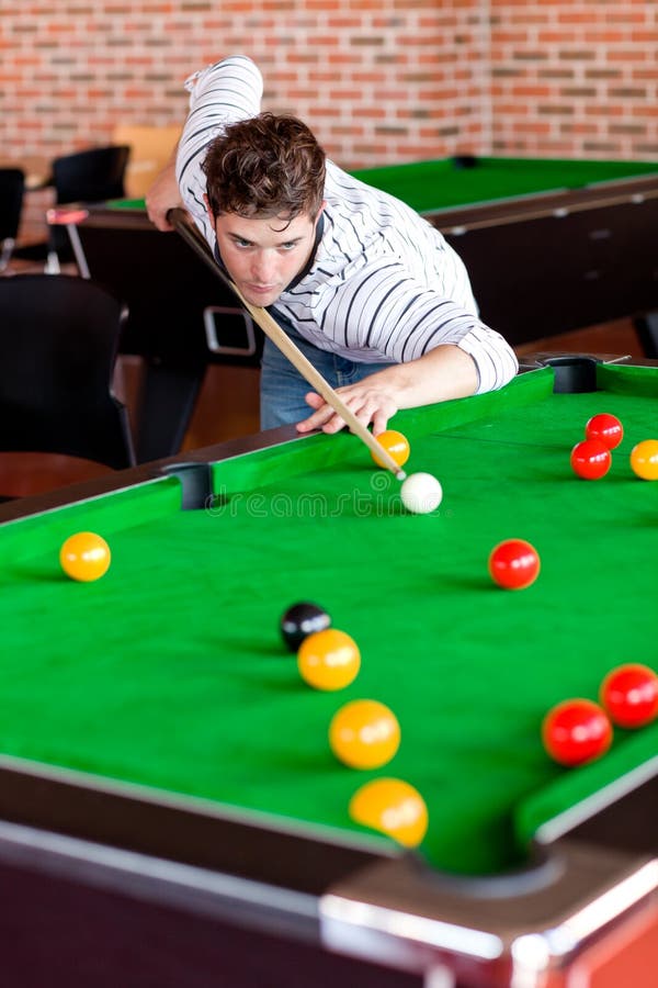 Concentrated Young Man Playing Snooker Stock Photo - Image of aiming ...