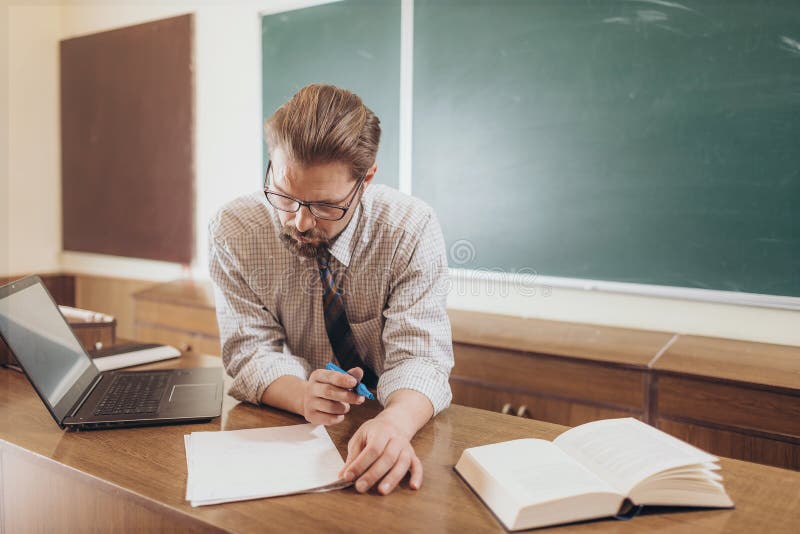 Teacher Checking Students At Test Stock Photo - Image of sciences ...