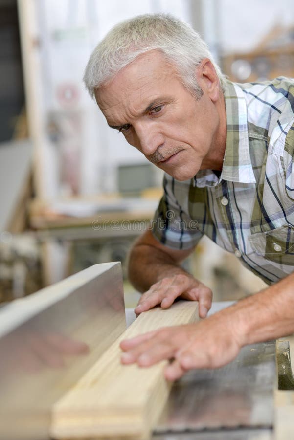 Concentrating Whilst Using Table Saw Stock Image - Image of ...