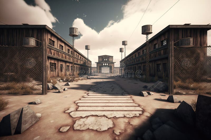 Concentration Camp. Confinement in a Prison Guarded by Barbed Wire ...