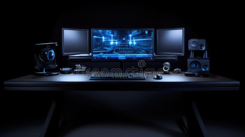Concentration Desk Dark Room Stock Illustration - Illustration of ...