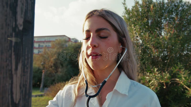 Concentration of a Female Doctor during Work Stock Video - Video of ...