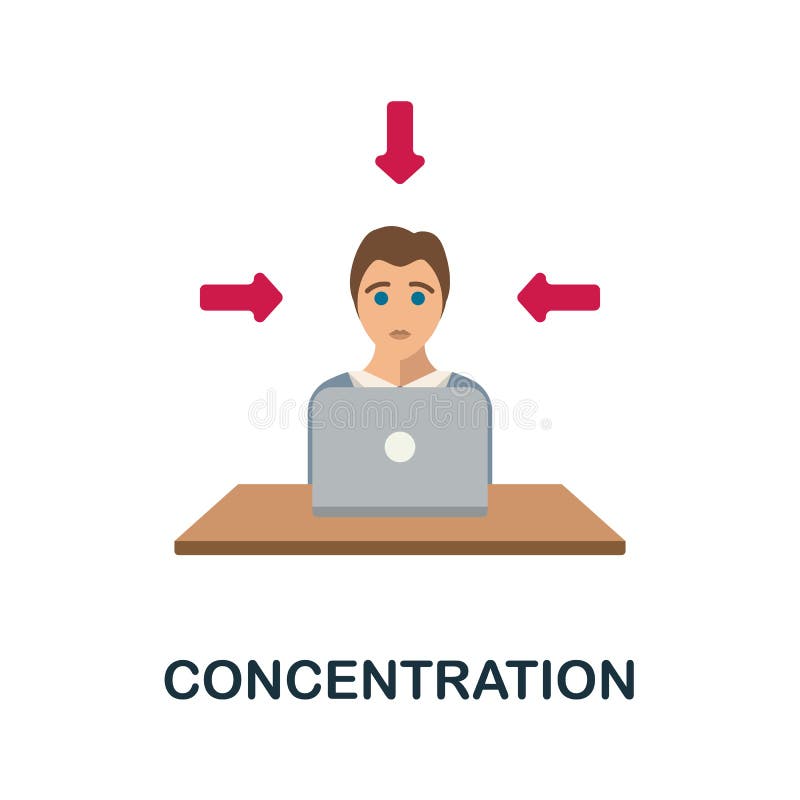 Concentration Flat Icon. Colored Sign from Productivity Collection ...