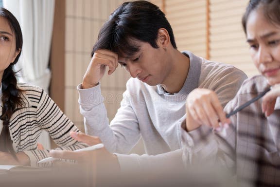 Concentration and Problem Solving. a Student Reflecting while Working through Challenging Study ...